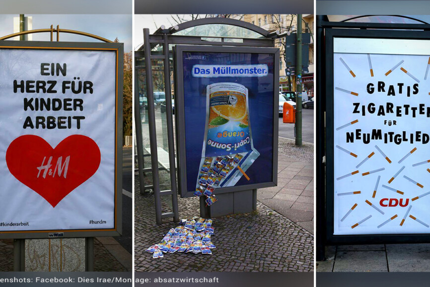 Adbusting-Gruppe „Dies Irae“ kapert Werbeplakate: Was die Verfremdung ...